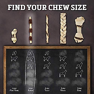 Buffalo Range Rawhide Dog Treats | Healthy, Grass-Fed Buffalo Jerky Raw Hide Chews | Hickory Smoked Flavor | Jerky Kabob, 18 Count