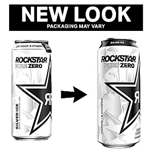 Rockstar Pure Zero Energy Drink, Orange, 0 Sugar, with Caffeine and Taurine, 16oz Cans (12 Pack) (Packaging May Vary)