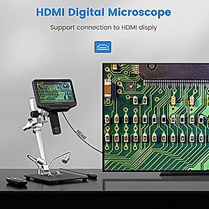 Andonstar AD407Pro 7 inch 270X HDMI Digital Microscope,Upgraded 12.5 inch Metal Stand for Professional PCB Soldering Tools,Support PC Connection to Measure