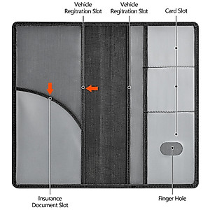 HerriaT Car Registration and Insurance Card Holder - Leather Vehicle Glove Box Automobile Documents Paperwork Wallet Case Organizer for ID, Driver's License, Key Contact Information Cards