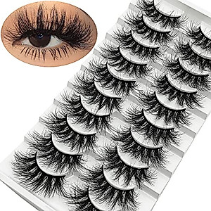 Fluffy Lashes Mikiwi Faux Mink Eyelashes, 9D Volume Fluffy Eyelashes, Faux Mink Lashes Wispy EyeLashes, Reusable Long 22mm lash Pack