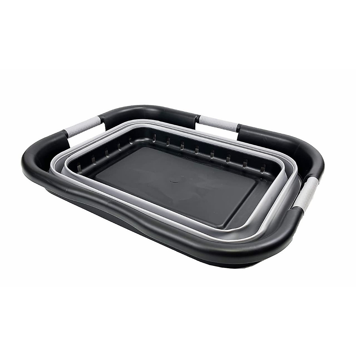 SAMMART 41L (10.8 Gallon) Collapsible Plastic Laundry Basket - Foldable Pop Up Storage Container/Organizer - Portable Washing Tub - Space Saving Hamper/Basket (Black/Alloy Grey)