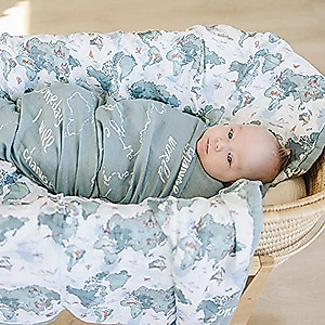 Swaddle Blanket, Boutique Muslin Blankets for Girls & Boys, Baby Receiving Swaddles, Ideal Newborn & Infant Swaddling Set, Perfect Shower Gifts, 2 Pack (World Map + Someday)