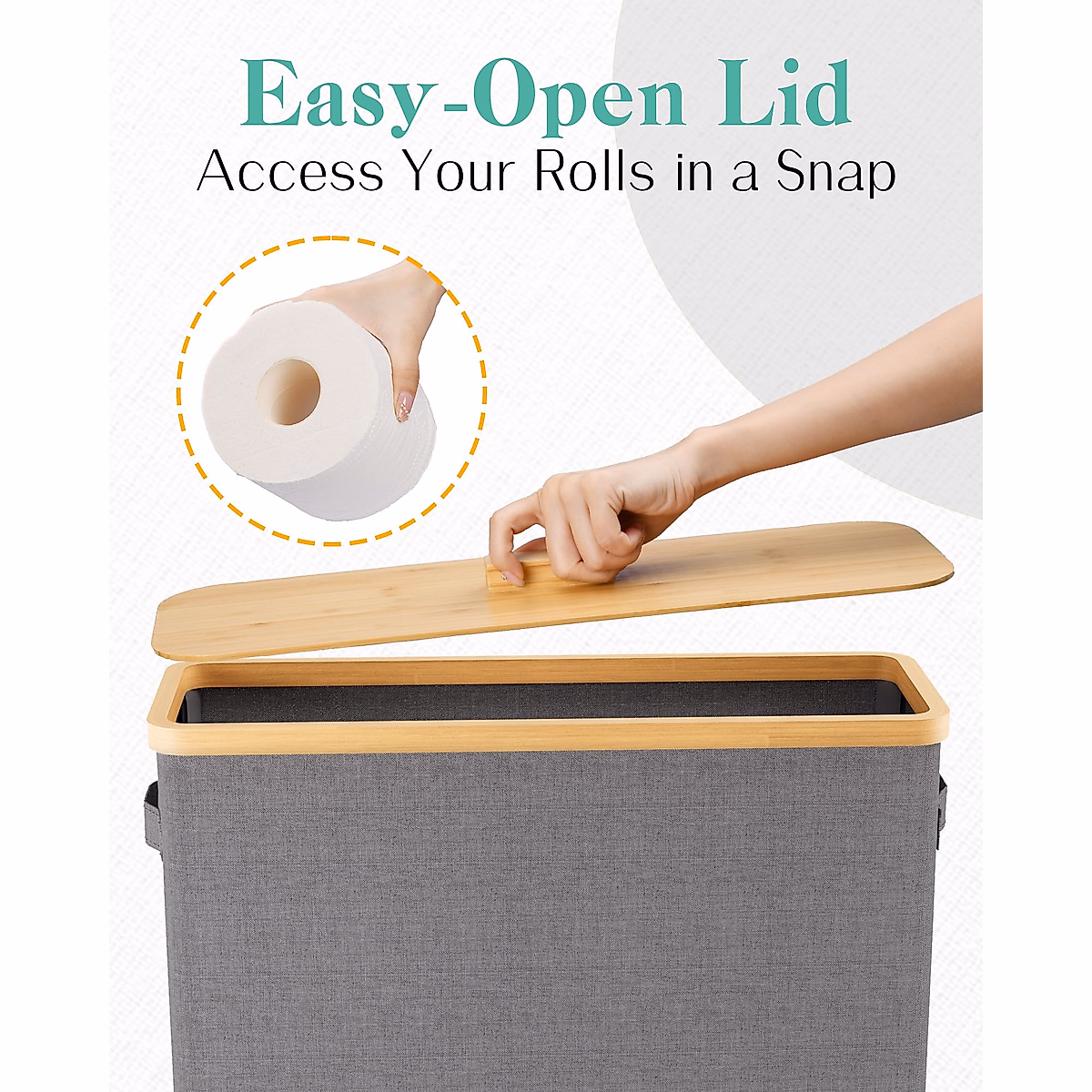 Bulado Toilet Paper Storage Stand, Toilet Paper Basket with Lid for 12-Roll Standard Extra Toilet Paper Holder, Wood Toilet Paper Organizer for Bathroom with Footbase The Ultimate Bathroom Organizer