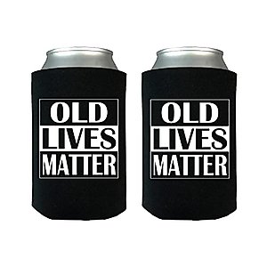 Funny Old Lives Matter Joke Collapsible Can Bottle Beverage Cooler Sleeves 2 Pack Cool Unique Gift For Grandpa Grandma Retirement 2 Pack