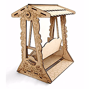 SIXFIRE Krishna Jhula Swing Wooden Jhula Swing For Laddu Gopal Kanha Jhula Wooden Crafted Jhula For Gopal,(Size-‎ 22 x 18 x 2)