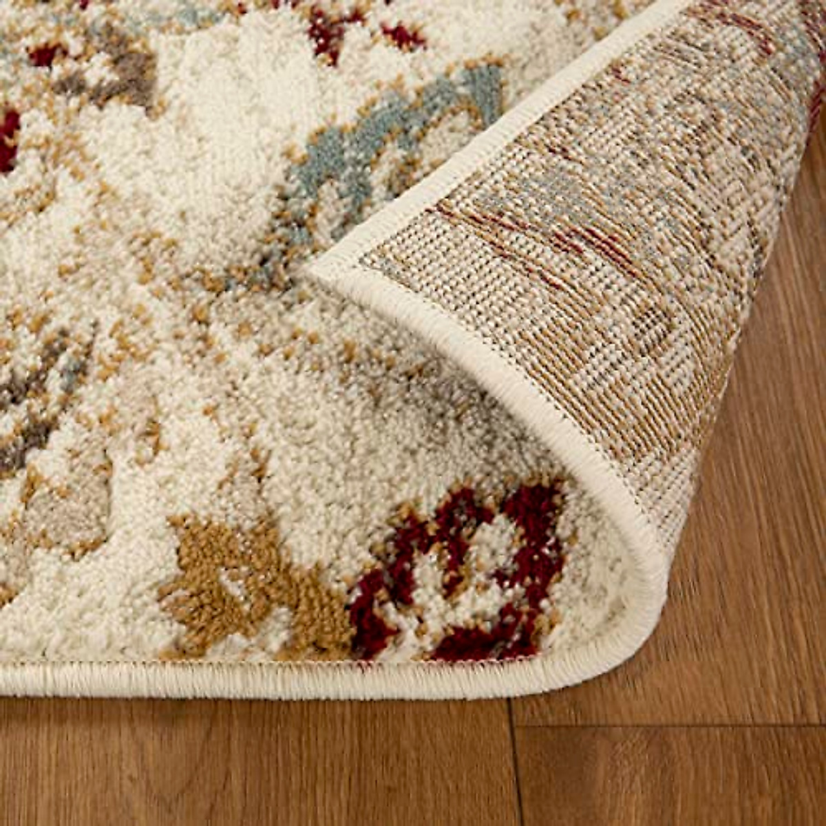 SUPERIOR Indoor Area Rug Perfect for Hallways, Entryway, Office, Living Room, Hardwood, Tile, Jute Backed, Modern Farmhouse Floral Decor, Jacobean Collection, 8' x 10', Stone