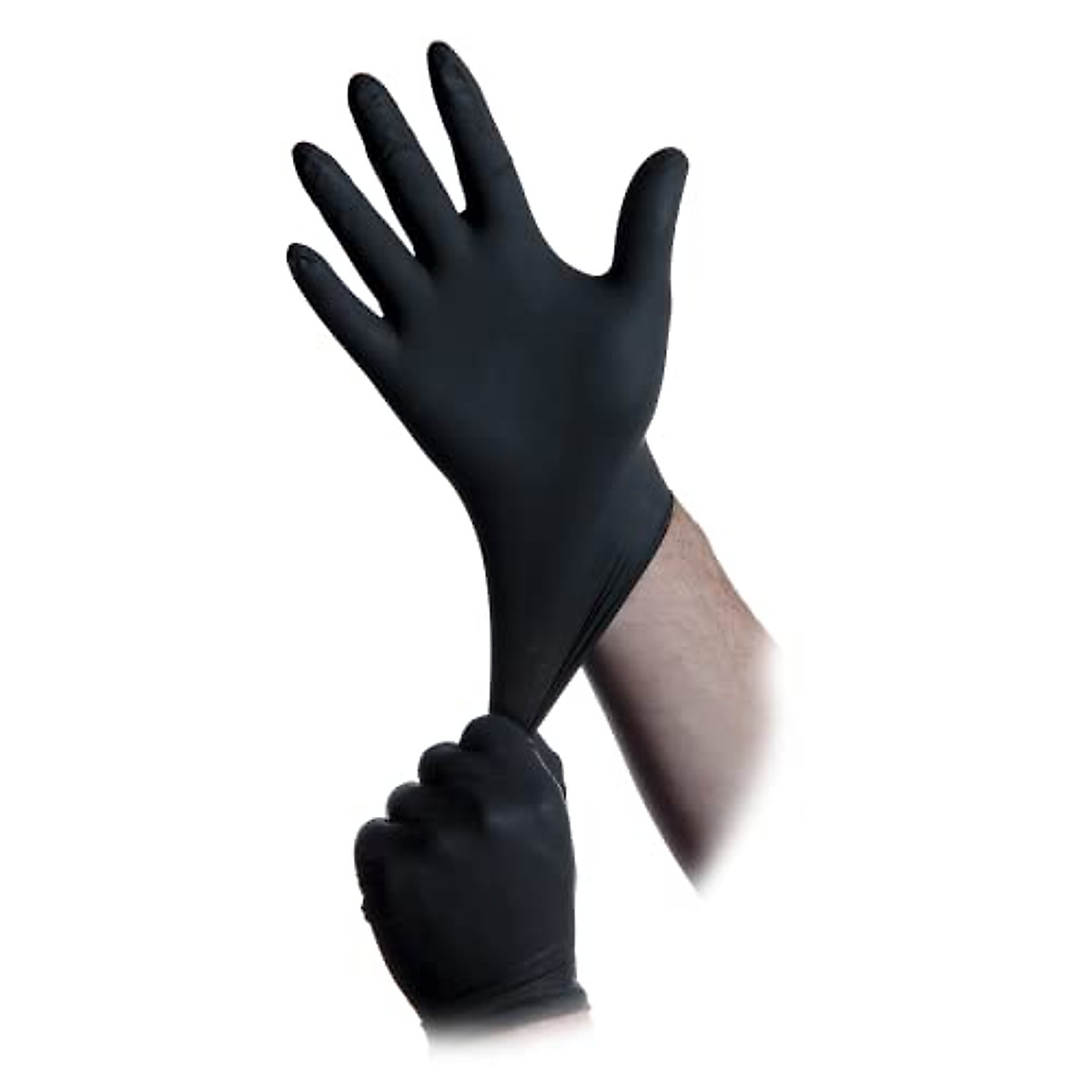 Atlantic Safety Products InTouch B311 Exam Gloves, Disposable, Latex-Free Nitrile Gloves, Black, Extra Large, 100-Ct