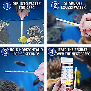 NiHome 100PCS Test Strips, Monitor Aquarium Water Quality, Test pH, Free Chlorine, Nitrate, Nitrite, Hardness and More, Accurate 6-In-1 Water Problems Testing for Fish, Use Weekly When Problems Appear