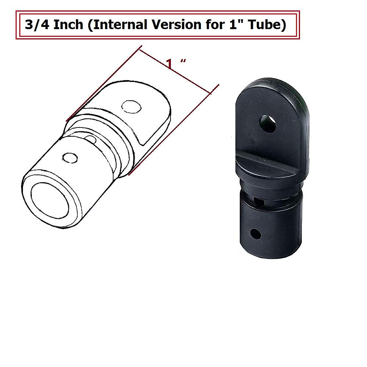 Thorn Boat Bimini Fittings Top Cover Cap Eye End Nylon Black Pack of 6 Black, 3/4 Inch (Internal Version for 1" Tube)