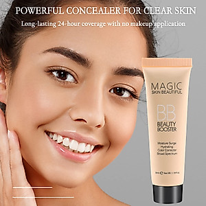 Boobeen Hydrating BB Cream, Full-Coverage Foundation&Concealer, Color Correcting Cream, Tinted Moisturizer BB Cream for All Skin Types - Evens Skin Tone（2 Pcs）