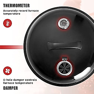 Devoko 22 Inch Charcoal Grill Premium Kettle Enamel Charcoal Grills with Adjustable Ash Catcher Plated Steel Grill Bakeware Clips Thermometer Wheels for BBQ Patio Garden Beach Outdoor Camping