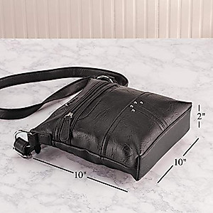 Fox Valley Traders B.Amici Francesca RFID Lockport Crossbody Bag, RFID Lining, Adjustable Straps, Black