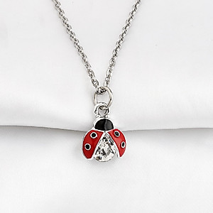 FUSTMW Ladybug Pendant Necklace Ladybug Gifts Jewelry Ladybug Necklace Charm Inspirational Gifts for Women (silver)