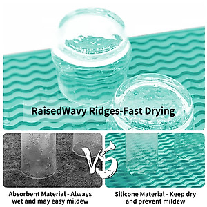 ZLR Silicone Dish Drying Mat for Kitchen Counter, Eco-Friendly Quick Dry Dish Mat, Easy Clean Multi Usage Drying Matt, Heat Resistant Trivet, 12" x 16" Large, Mint Green