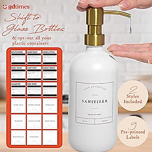 Dish Soap Dispenser for Kitchen, Hand Soap Dispenser Tray, Gold Soap Dispenser Bathroom, Mouthwash Dispenser Shampoo and Conditioner Dispenser, Glass Soap Dispenser Kitchen Soap Dispenser Set