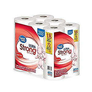 Great Value Ultra Strong Toilet Tissue Paper, 18 Mega Rolls (Pack of 4)