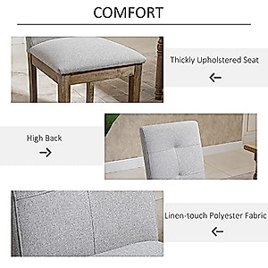 HOMCOM Linen High Back Dining Chairs Set of 2, with Armless Design and Tufted Fabric Cushion, Grey