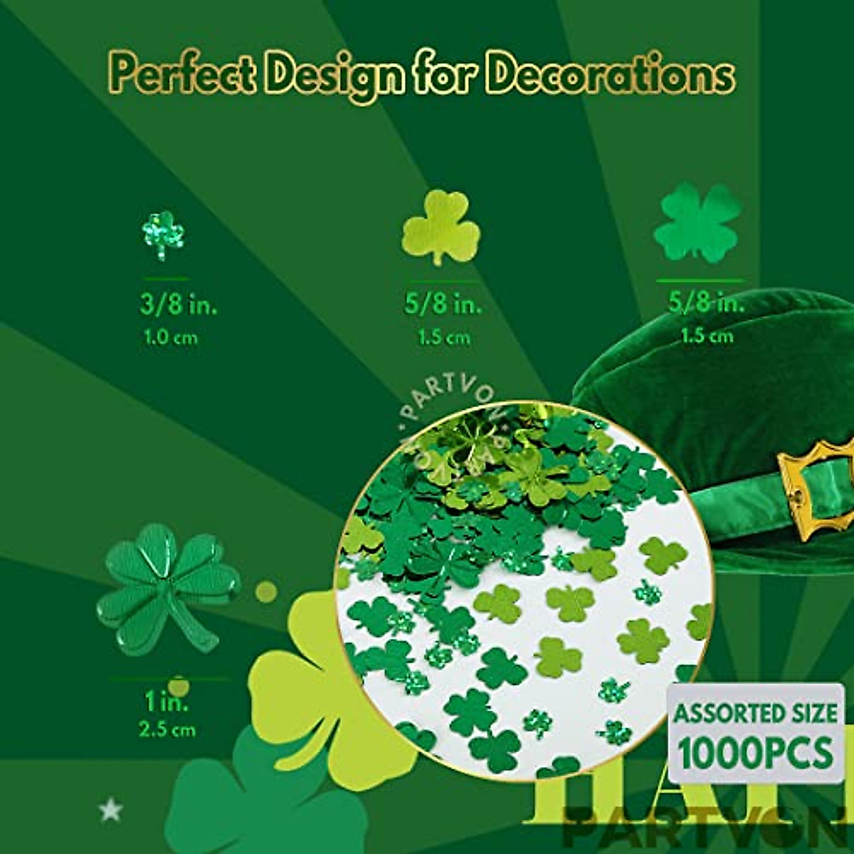 St Patricks Day Table Decorations Confetti | Shamrock Foil Glitter Confetti Lucky Irish Clover Party Confetti for St Patricks Party Birthday Baby Shower Decorations