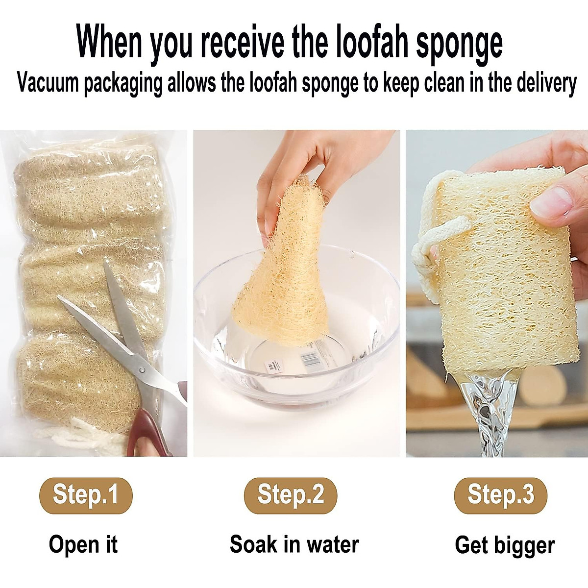 FRTIM Natural Loofah Sponge Shower Organic Luffa Bath Loofa Exfoliating Body Scrubber Loofah for Men Women Adults Back Face Body Skin SPA Care - 6 Pieces