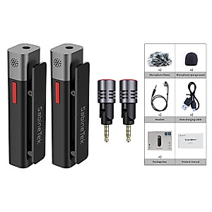 SabineTek Official SmartMike+ with Unidirectional Mic Pro Bundle Professional Kit - Wireless Bluetooth Microphone System (SmartMike+ Black *2 + Unidirectional Mic *2)