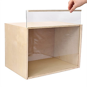 iLAND Large Display Box, Diorama Box, Wooden Display Case for Collectibles, Quick-Build Unfinished 15.7“ x 11” x 11“ with Transparent Front Suitable for Dollhouse, Figures, Diorama