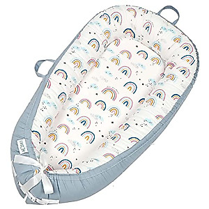 DHZJM Baby Lounger Cover,Ultra Soft 100% Cotton & Breathable Machine Washable, Strong Zipper, Adjustable Size -Newborn Must Have Essentials Baby Registry Search(Rainbow)
