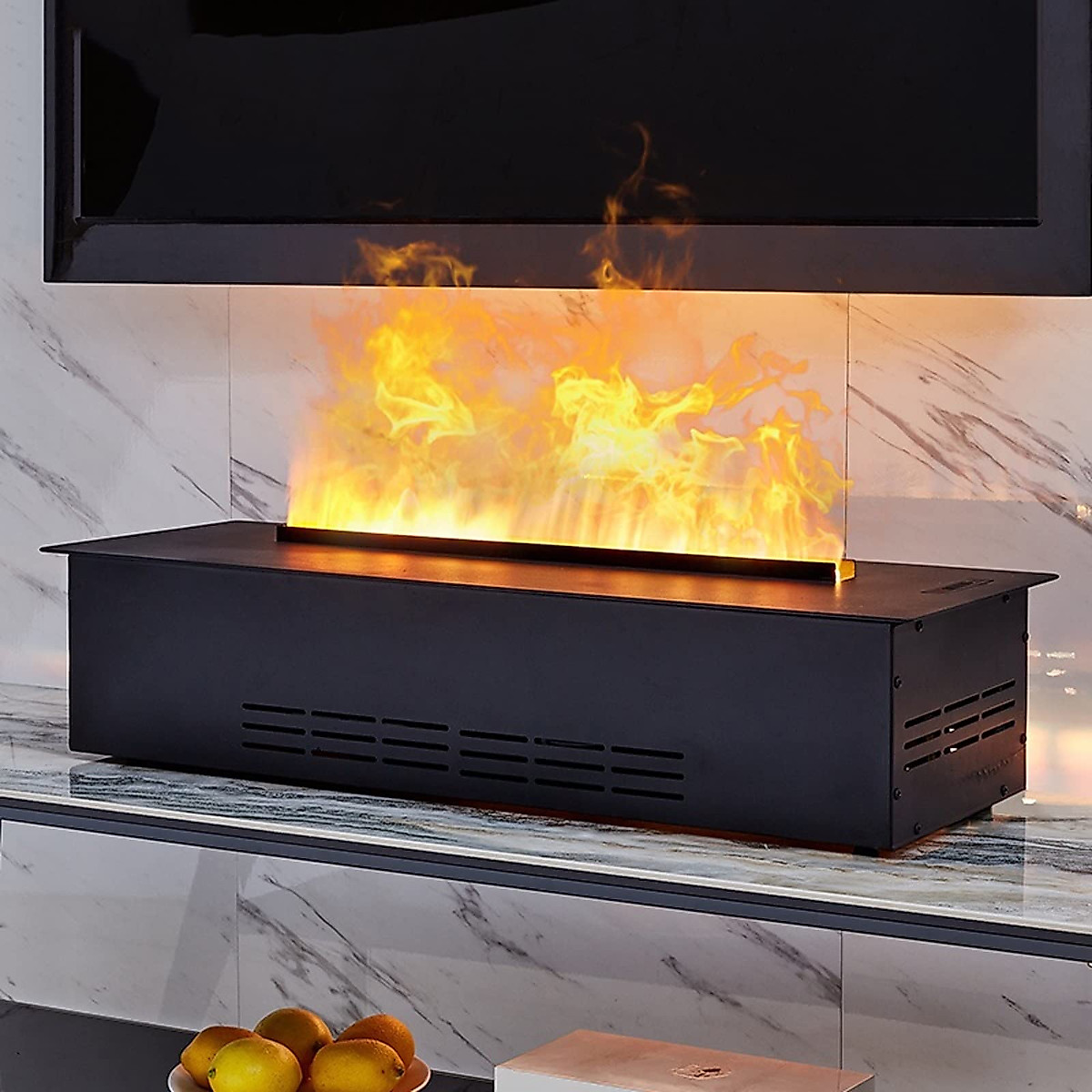 TEXBOOK Water Vapor Electric Fireplace 3D Simulation Flame Electric Fireplace Recessed Electric Fireplace Stove with Adjustable Fire Flame Effect and Remote Fake Fireplace