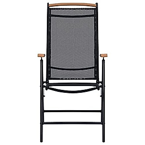 Folding Patio Chairs 2 pcs,Outdoor Dining Chairs,Camping Chair, Garden Chair,Assembly Required,Can be Used for Deck, Apartment Balcony, poolside, Camping, Fishing, Aluminum and Textilene Black