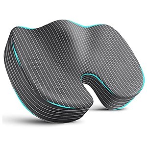 KoolCushy Seat Cushion, Striped Office Chair Cushion, Car Seat Cushion, Butt Pillow, Sciatica & Back Coccyx Tailbone Pain Relief, Memory Foam Non-Slip Chair Pad, for Computer Desk, Wheelchair, Gray