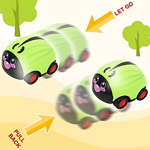 4 Pack Animals Pull Back Cars Toys Set for Kids, Insect Shape Friction Powered Push and Go Back and Forth Vehicle, Bulk Toys Party Favors, Goodie Bag Stuffers, Pinata Fillers for Boys Girls Toddlers