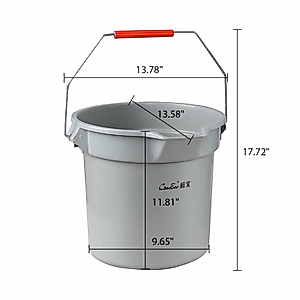 Zopnny 6 Pcs 14-Quart Sturdy Pail Bucket for Cleaning, Plastic Household Mopping Bucket, Roughneck Round Industrial Bucket Pail with Handle, Grey