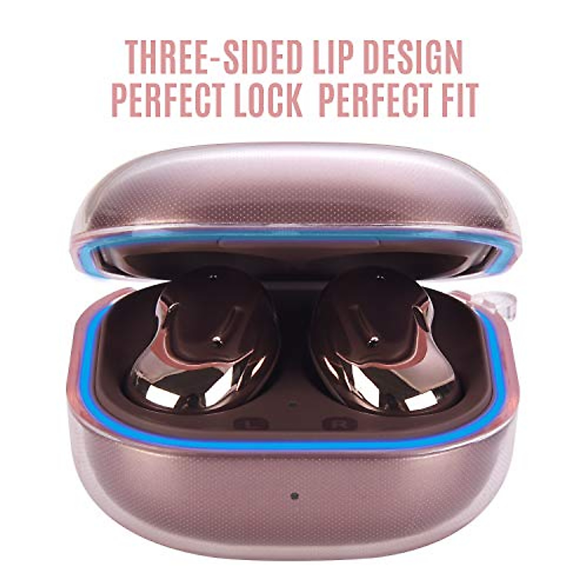 LOINFE Designed for Galaxy Buds2 Pro Galaxy Buds 2 Case Galaxy Buds Pro Case Galaxy Buds Live Case Clear Soft TPU Shockproof Case Protective Cover with Keychain - Clear Pink