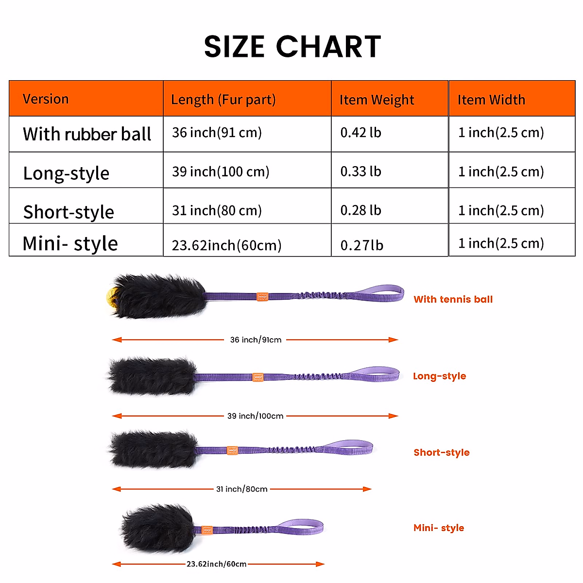 HOWGO Dog Rope Toy,Dog Bungee Chaser Toy 100% Sheepskin,Sheep Smell Tug Toy for All Breeds (Purple, Large)