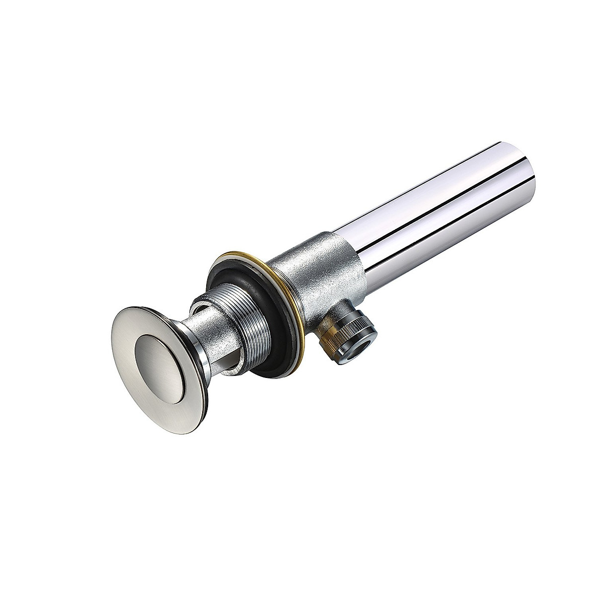 Purelux Bathroom Faucet Vanity Sink Metal Pop-Up Drain Stopper Assembly with Lift Rod and Overflow, Brushed Nickel Finish