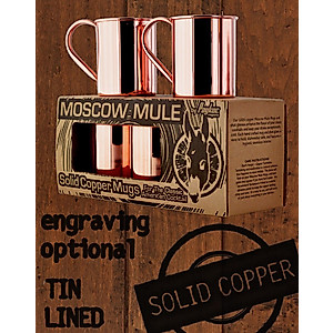 4 Pack - 13.5oz Tin-Lined Solid Copper Moscow Mule Mugs