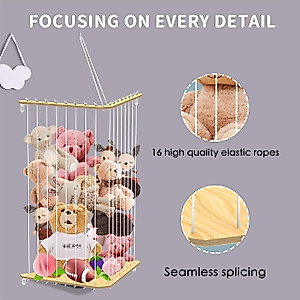 KSXLIUC Stuffed Animal Storage Wood Corner Plush Toys Holder, 2-in-1 Splice and Length Adjustable Hanging Stuffed Animal Toy Organizer Shelf for Nursery Kid Room Play Room Bedroom (2PCS)