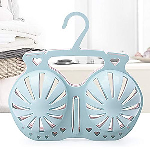 Clothes Hanger, 2Pcs Household Anti-Deformation Bra Drying Rack Seamless Non-Slip Vest Hanger - Blue