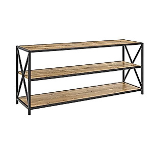 Walker Edison 2 Shelf Industrial Wood Metal Bookcase Tall Bookshelf Storage Home Office, 60 Inch, Barnwood