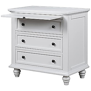 Voohek Nightstand, Bedside Night Stand Sofa Side End Tables with Drawers, for Home, Bedroom, Living Room, White#B