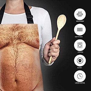 Nonebranded Funny Aprons for Men Adjustable Bib BBQ Cooking Kitchen Grilling Belly Aprons Gag Gifts for Christmas, White Elephant Gift Exchange