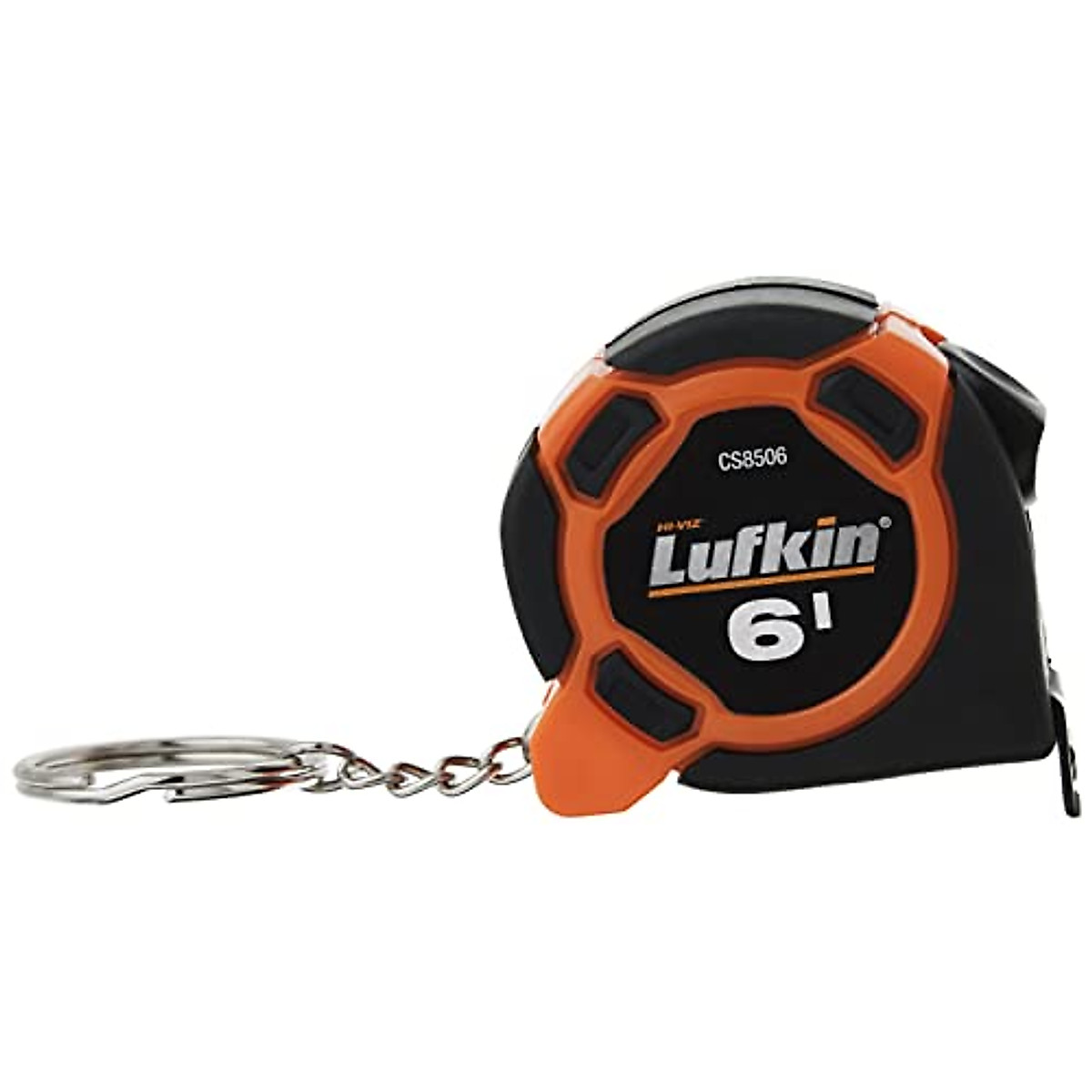Crescent Lufkin 1/2" x 6' Mini Hi-Viz® Orange Yellow Clad Keychain Tape Measure - Counter Display - CS8506 , Black