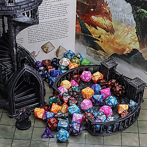 QMay DND Dice Sets - 6 X 7 Polyhedral Dice (42pcs) with 6 Drawstring Bags for Dungeons and Dragons, RPG, MTG,Role Playing Table Game
