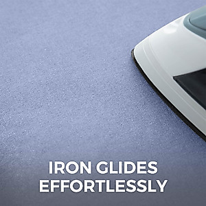 HOME GENIE Ironing Board Cover, Silicone Coating, Full Size Scorch Resistant Padding, Elastic Edge Heavy Duty Iron Pad Covers Standard Boards, Hook and Loop Fastener Strap Extra Thick, Blue 15" x 54"