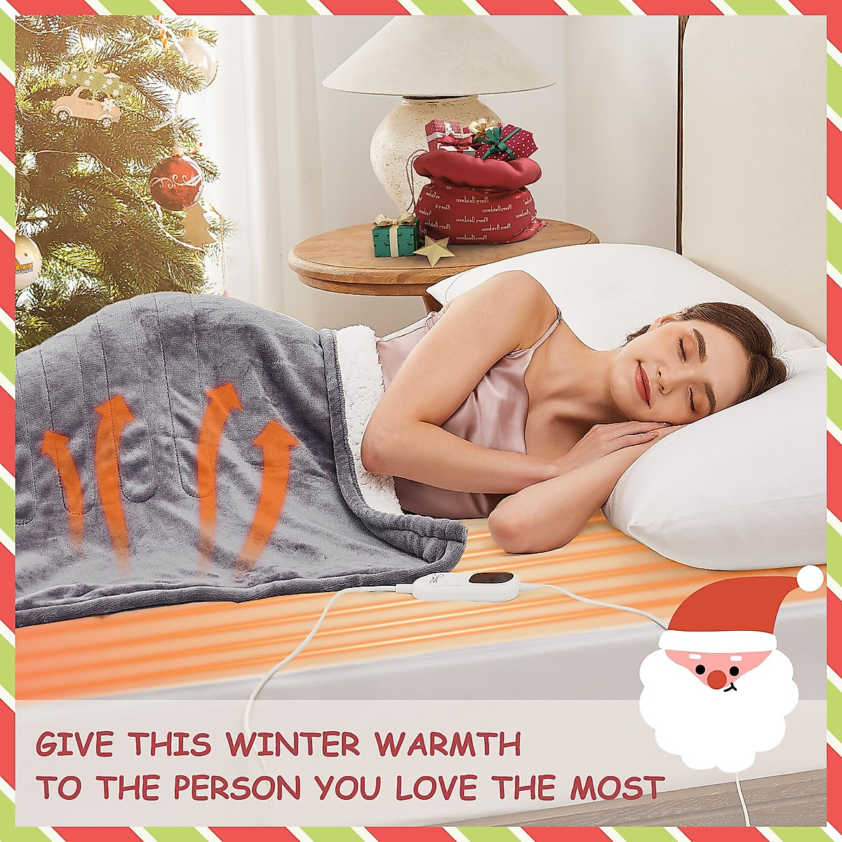 Homemate Heated Mattress Pad Queen Size for Cold Sleepers, 5 Heated Setting Coral Fleece Electric Mattress Pad Queen, Bed Warmer with Dual Controller & Auto Off 10 Hours, Fit Up to 21 Inch, 80"x60"