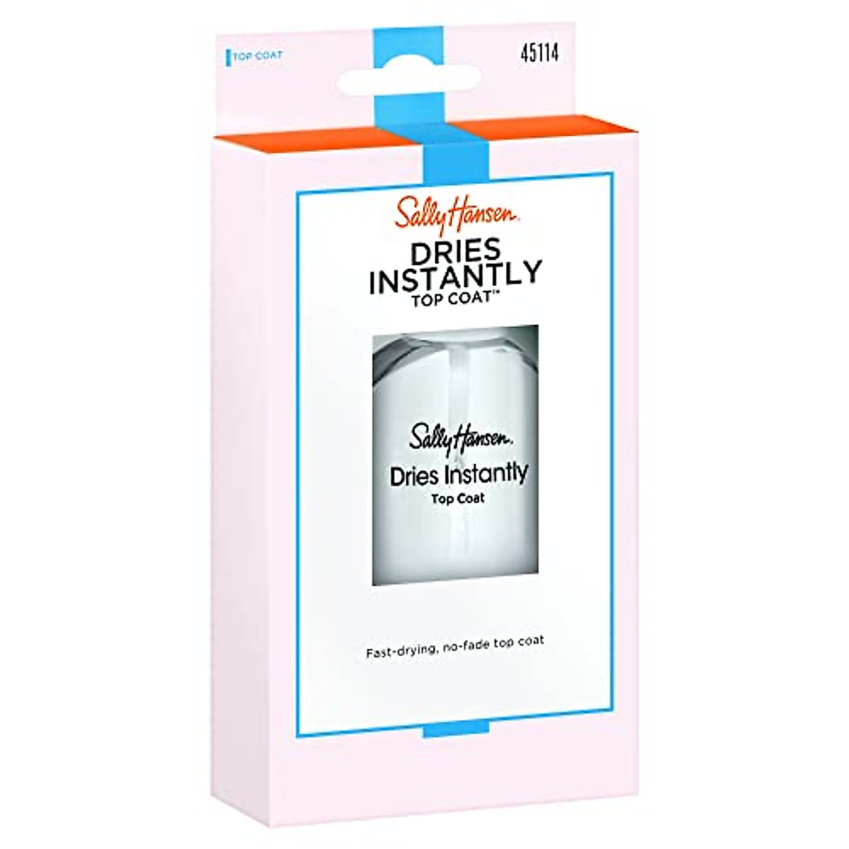 Sally Hansen Dries Instantly Top Coat Nail Polish for Women, No Fade, 0.45 Fl Oz, Fast Drying Nail Color Protection, Resists Smudging, Chipping, and Fading