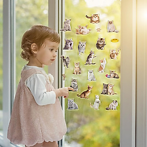 20 Pcs Cat Thick Gel Clings Kitten Window Gel Clings Decals Stickers for Kids Toddlers and Adults Cute Reusable Window Clings for Home Airplane Classroom Nursery Cat Party Supplies Decorations
