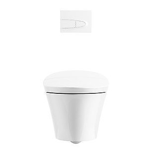 KOHLER 5402-0 Veil Smart Toilet with Auto Open & Close, One-Piece Wall-Hung Elongated Intelligent Bidet Toilet with Heated Seat and Dual-Flush, White