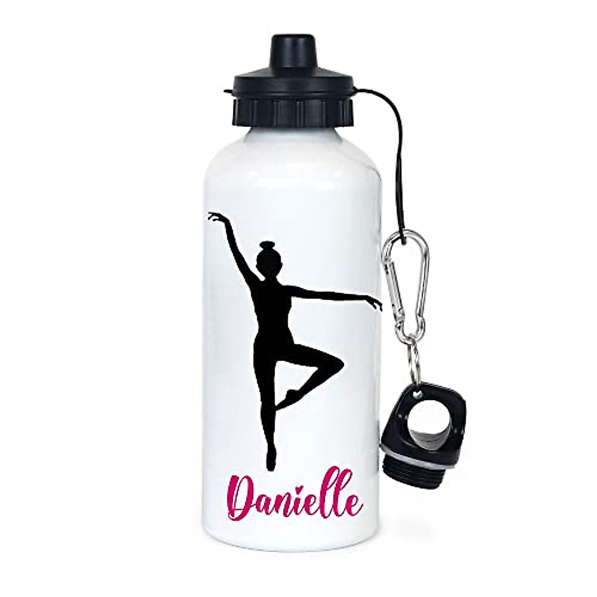 The Trendy Turtle Personalized Dancer Aluminum Water Bottle - Ballerina Dance Silhouette Sports Drink Holder with Custom Name