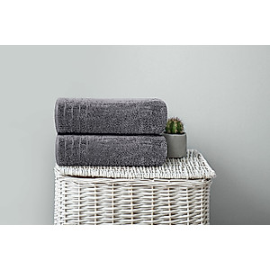 Tens Towels Large Bath Towels, 100% Cotton Towels, 30 x 60 Inches, Extra Large Bath Towels, Lighter Weight & Super Absorbent, Quick Dry, Perfect Bathroom Towels for Daily Use (Pack of 4) (Dark Grey)